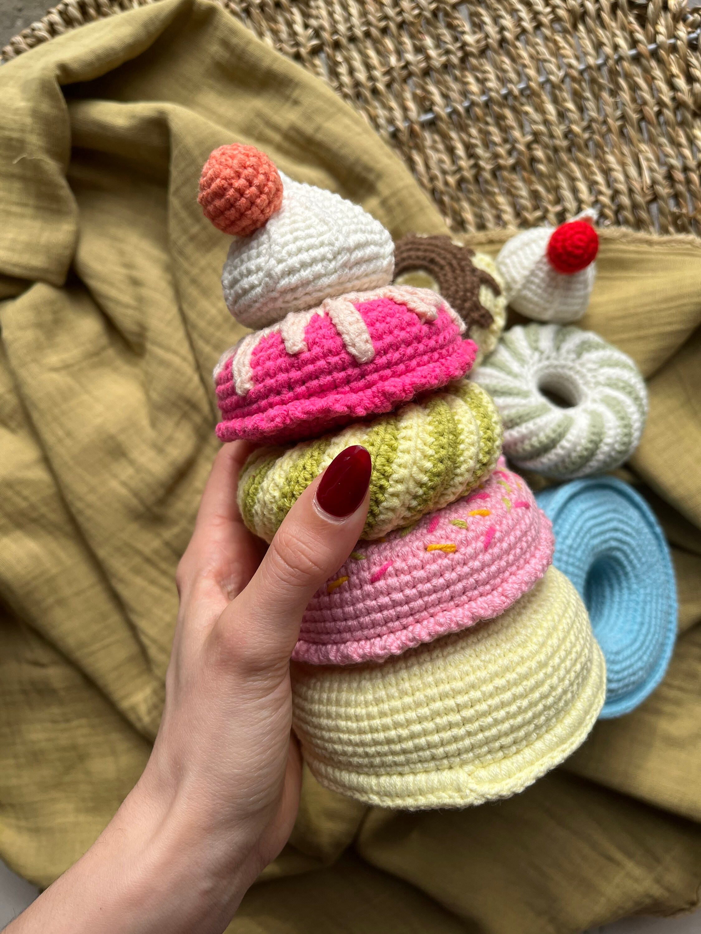 Ice Cream Stacking Toy Crochet, Handmade Stacking Toys, Crochet ...