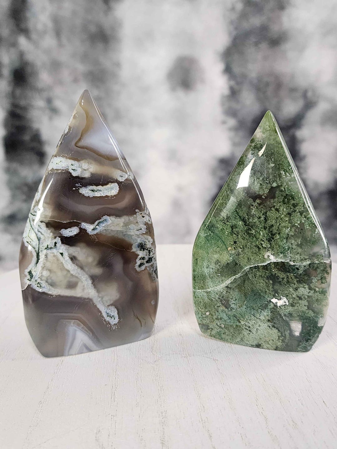 Moss Agate Crystal Freeforms, Green Moss Agate Freeforms, Moss Agate ...