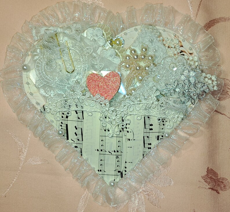 Shabby Chic Heart Pocket Loaded With Laces, Ephemera and Embellishments ...