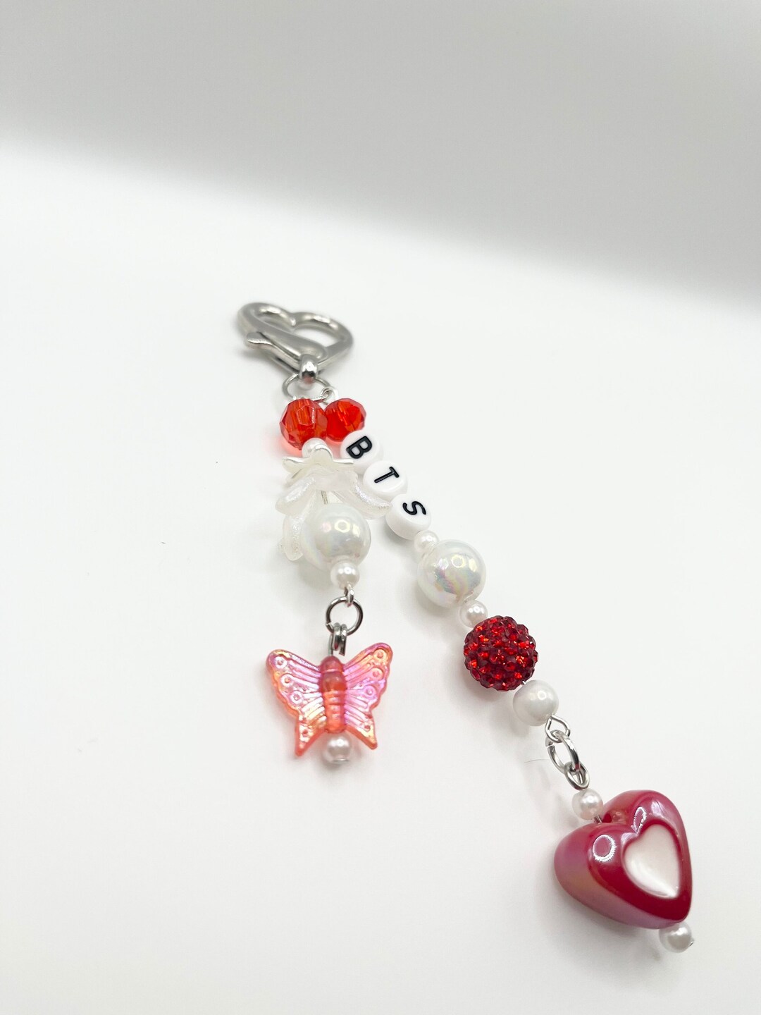 Custom BTS Keychain Gift- Red Themed Heart Accessory- Kpop Custom ...