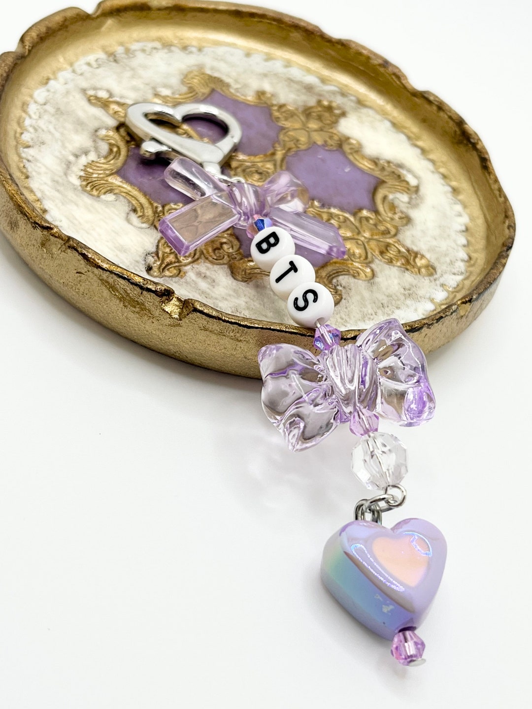 BTS Purple Keychain Cute BTS Accessory Handmade Beaded Keychain Armys ...