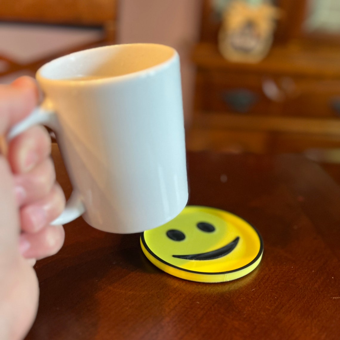 Smiley Face Emoji Coaster - Etsy