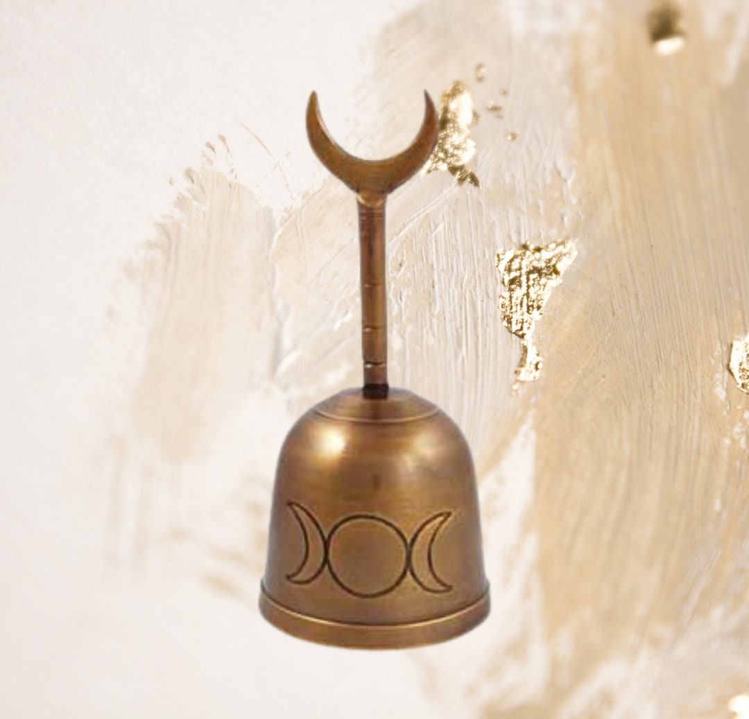 Horned Triple Moon Altar Bell, Bronze Bell, Triple Moon Bell, Triple ...