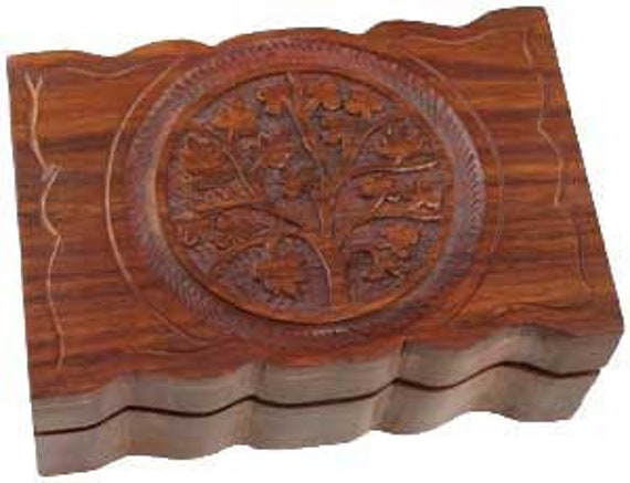 Tree of Life Box-large Hand Carved Wooden Box-keepsake - Etsy