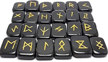 Black Tourmaline Rune Set, Crystal Rune Stones Set Elder Futhark Viking ...
