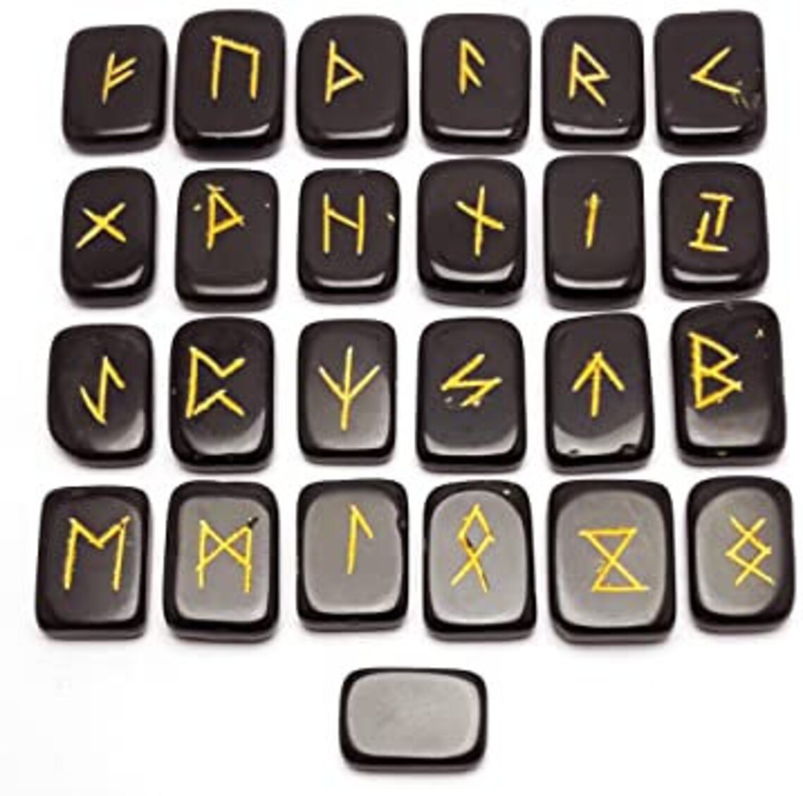 Black Tourmaline Rune Set, Crystal Rune Stones Set Elder Futhark Viking ...