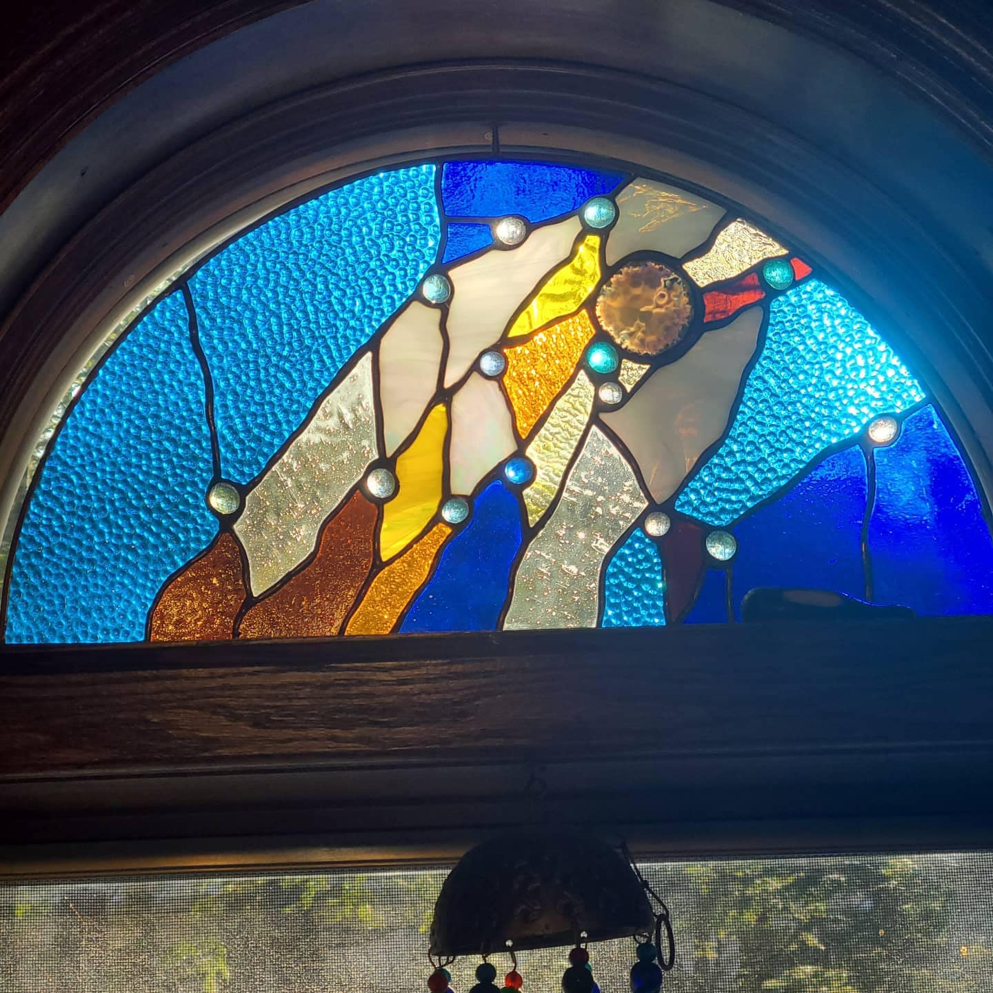 Half Circle Abstract Stained Glass Panel - Etsy