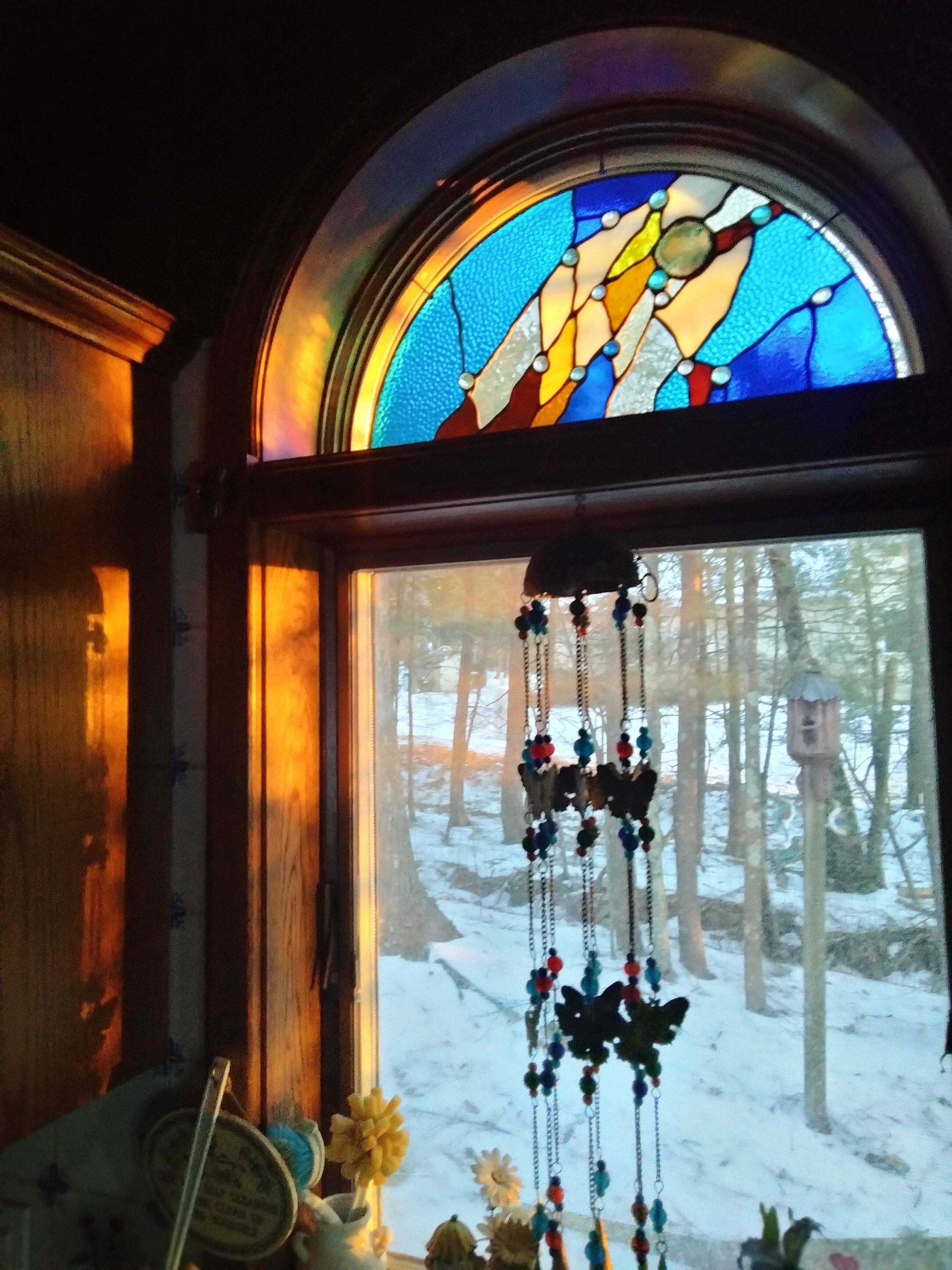 Half Circle Abstract Stained Glass Panel - Etsy