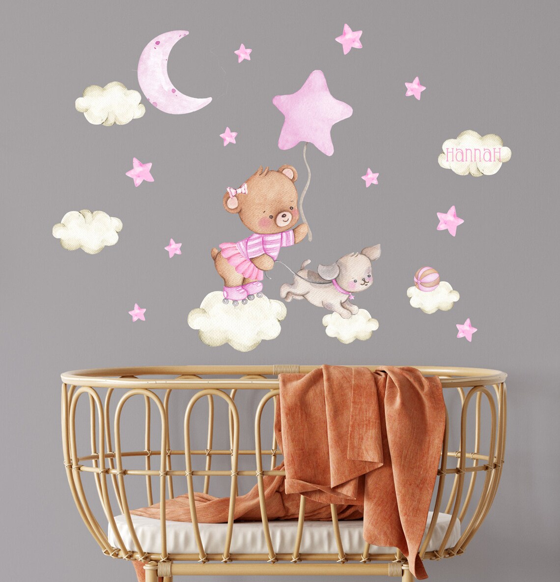 Teddy Bear Wall Sticker Baby Room | Balloon Nursery Wall Stickers ...