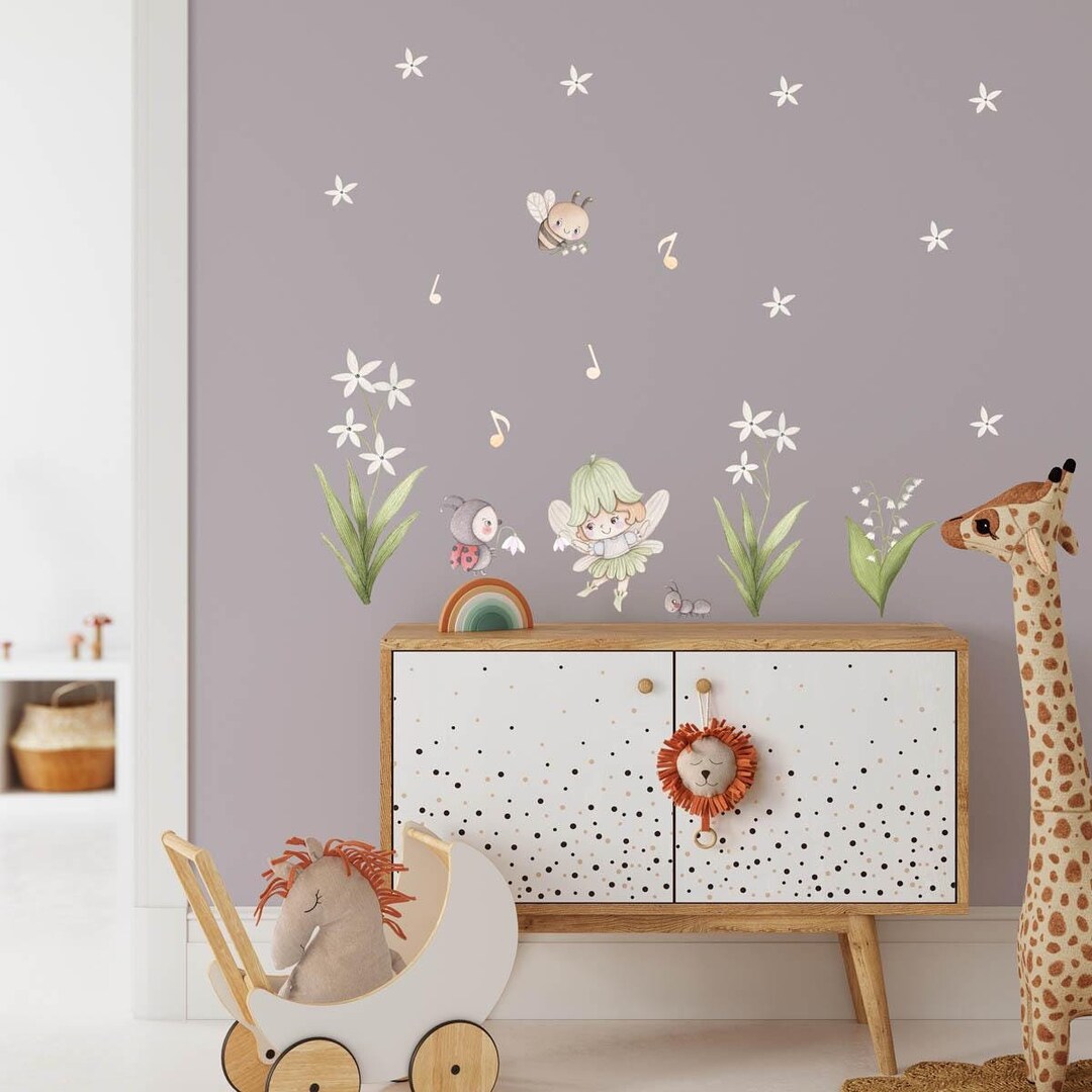 Flower Fairy Small Wall Decals Girls Room | Garden Fairies Nursery Wall ...
