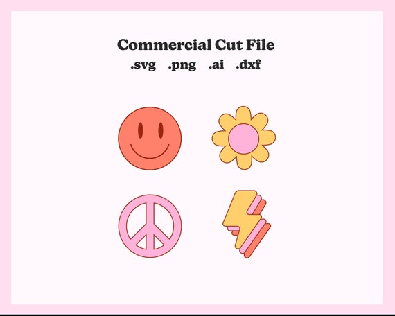 Hippie Retro SVG Icons Peace Sign Cricut File SVG 60s 70s - Etsy
