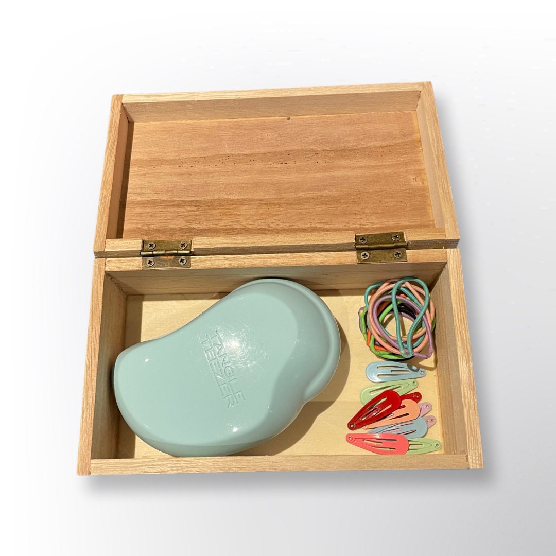 Hair Accessories Box Personalised Wooden Box Hair Bobbles, Bows & Clips ...