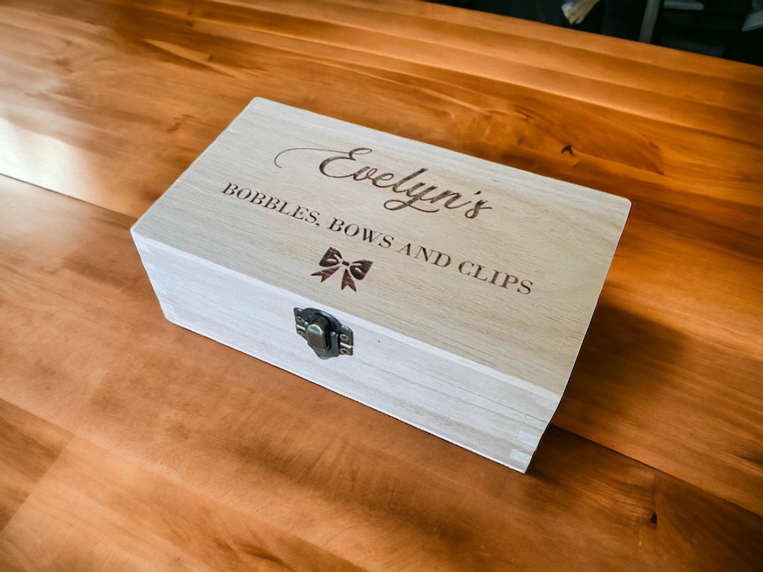 Hair Accessories Box Personalised Wooden Box Hair Bobbles, Bows & Clips ...