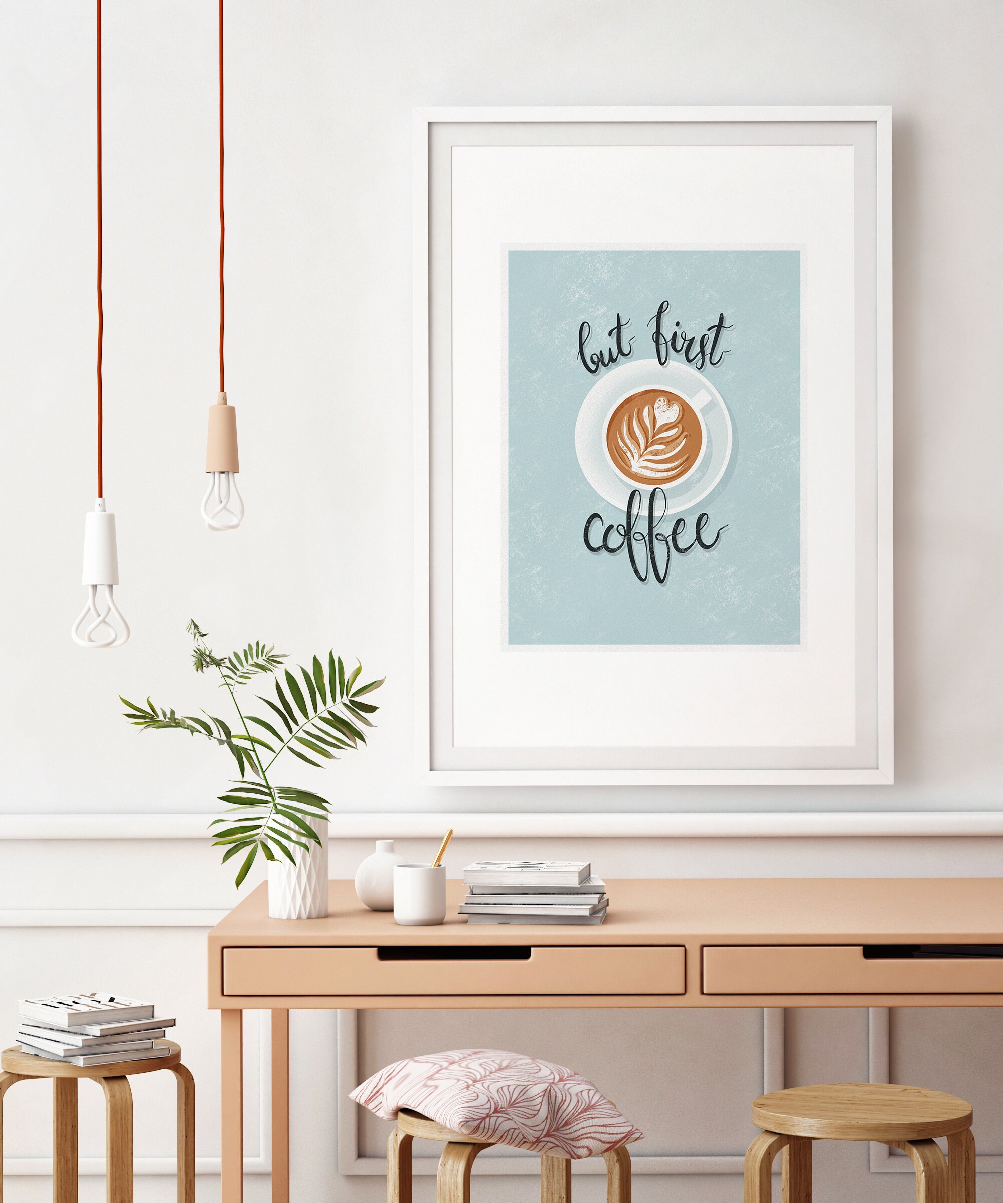 Printable Quote but First Coffee Illustration Printable Wall Art - Etsy