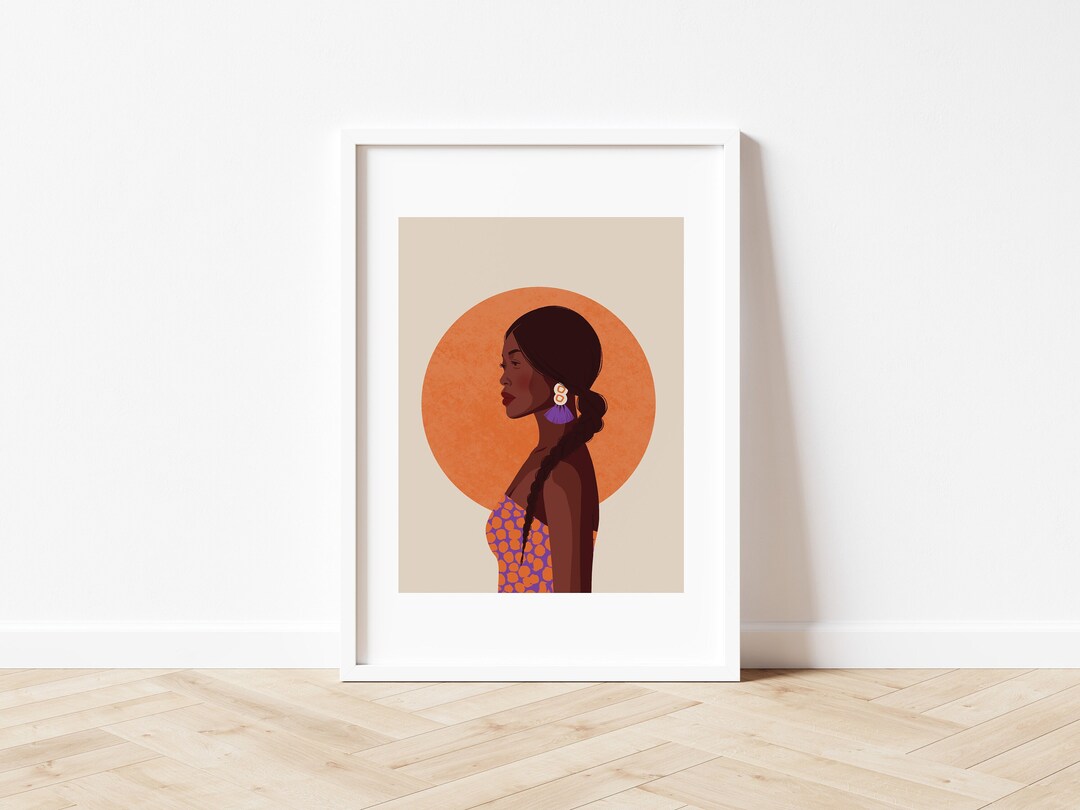 Black Woman Wall Art, Instant DOWNLOAD, African Woman, Female Portrait Print, Woman Illustration ...