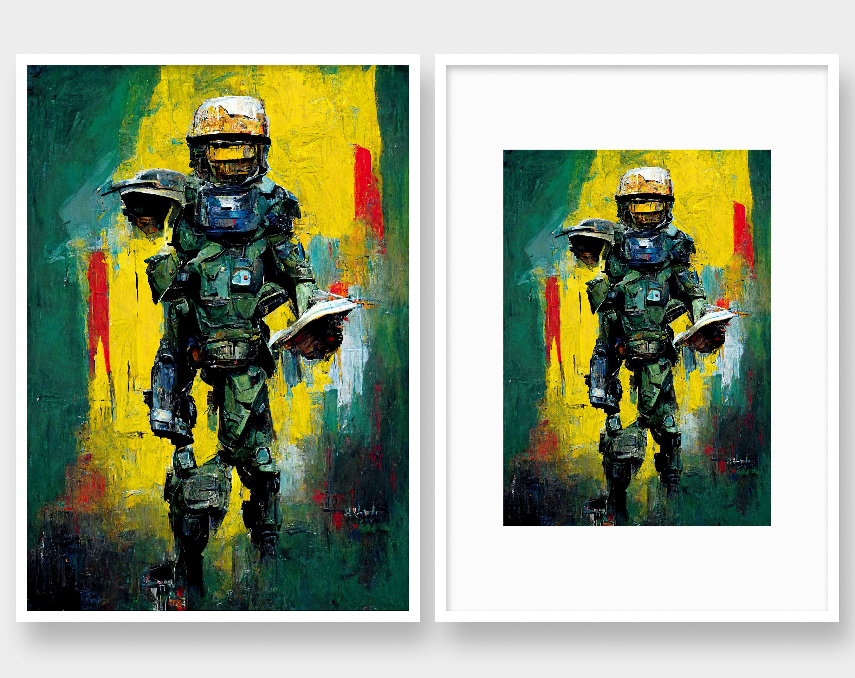 MASTER CHIEF Boho Wall Decor, Original Paintings, Office Decor, Large ...