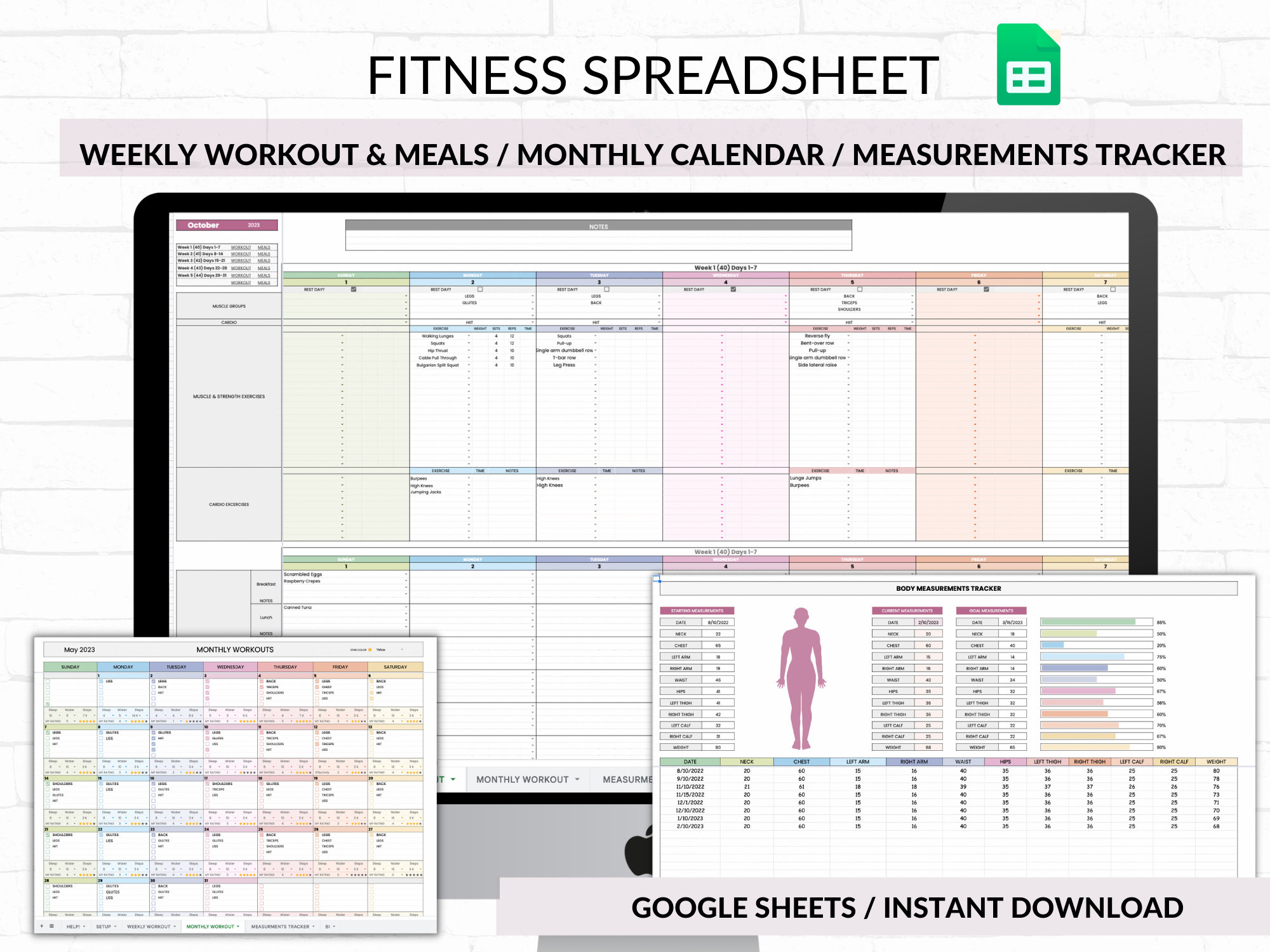 Weekly Workout Planner Spreadsheet: Fitness Tracker (digital Download ...