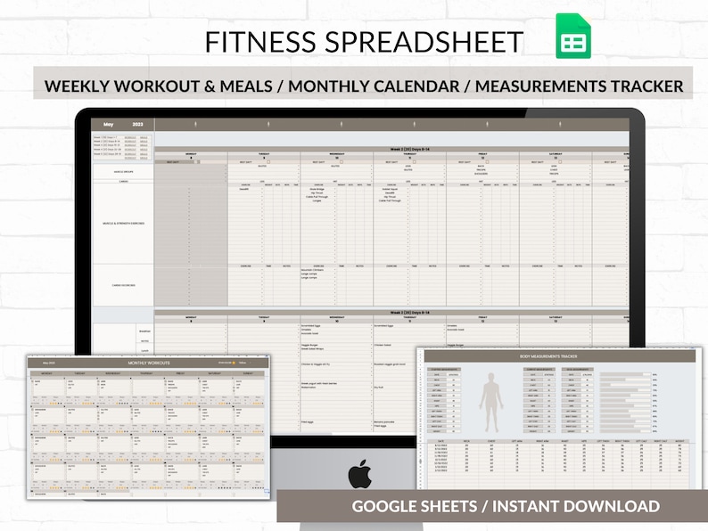 Workout Planner Spreadsheet, Google Sheets, Weekly Fitness Planner ...