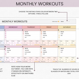 Workout Planner Spreadsheet, Google Sheets, Weekly Fitness Planner ...