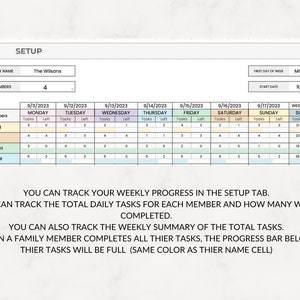 Family Chore Chart Google Sheets Template Weekly Chore Chart ...