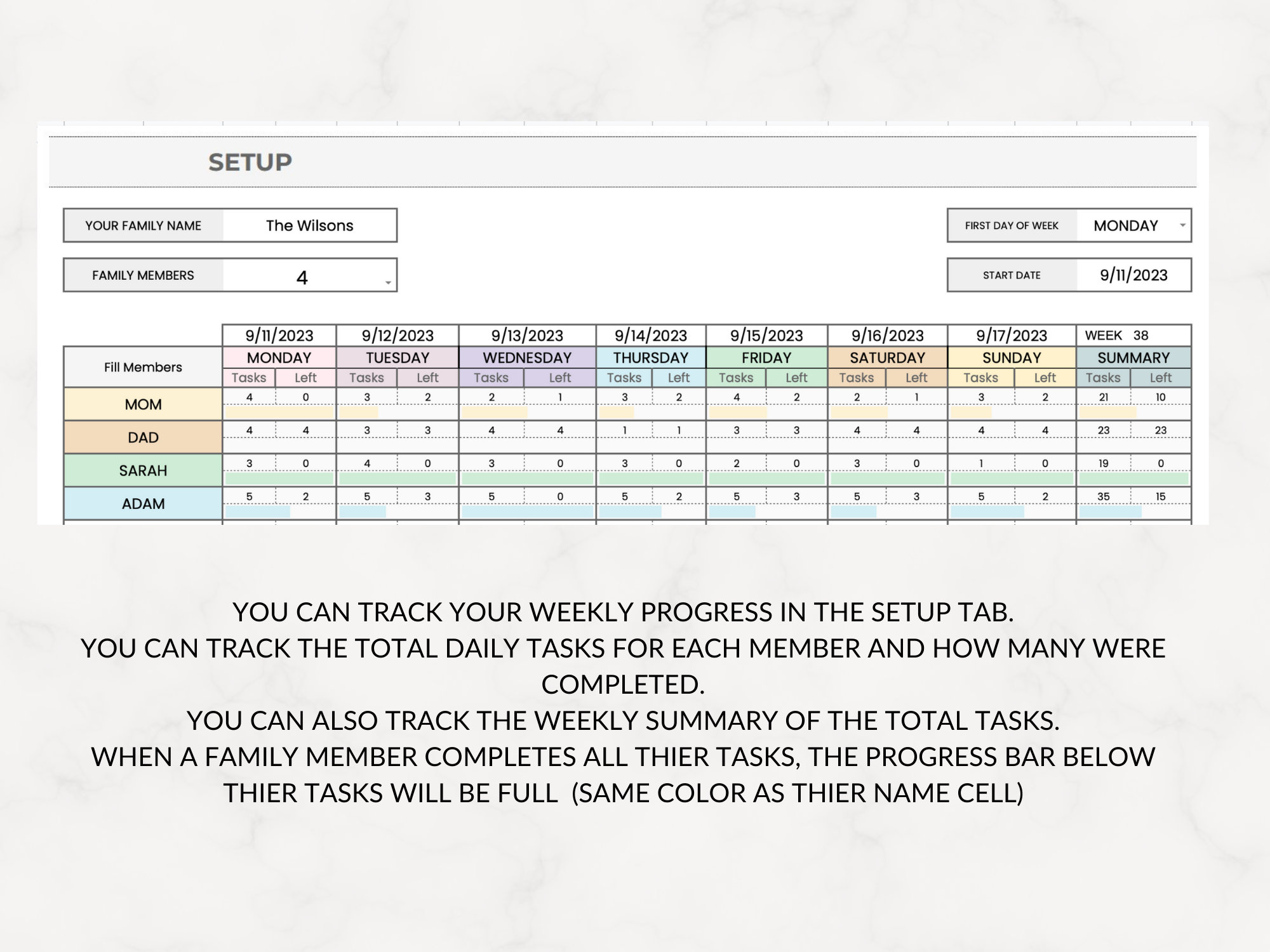 Editable Family Chore Chart Template: Weekly Schedule (google Sheets ...