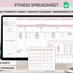 Fitness Planner Spreadsheet Workouts Tracker Google Sheets Template Weekly Workouts Planner ...