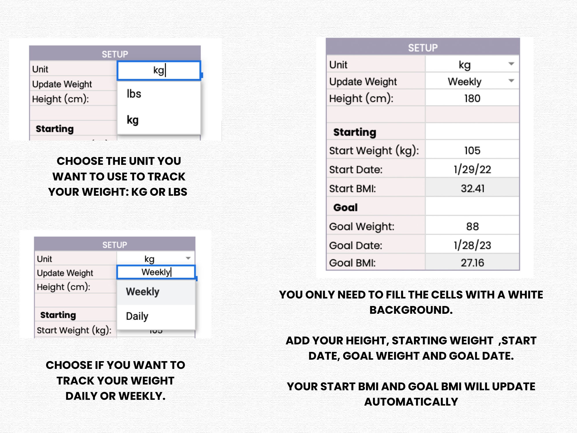 Weight Loss Tracker Spreadsheet Weight Tracker Google Sheet Digital ...