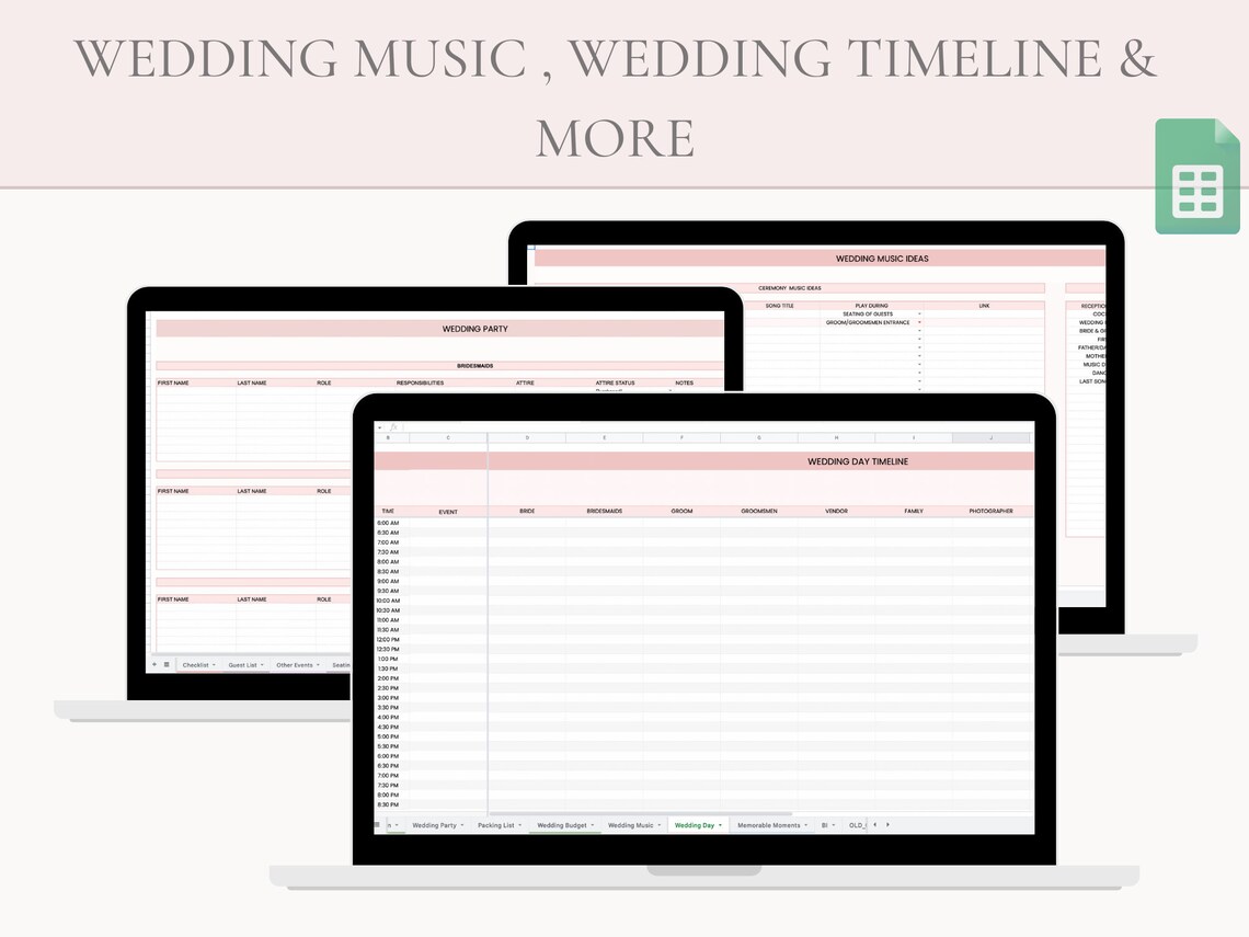 Wedding Planning Spreadsheet Wedding Budget Planner Guest List Template ...
