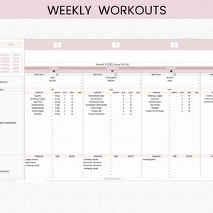 Fitness Planner Spreadsheet Workouts Tracker Google Sheets Template ...