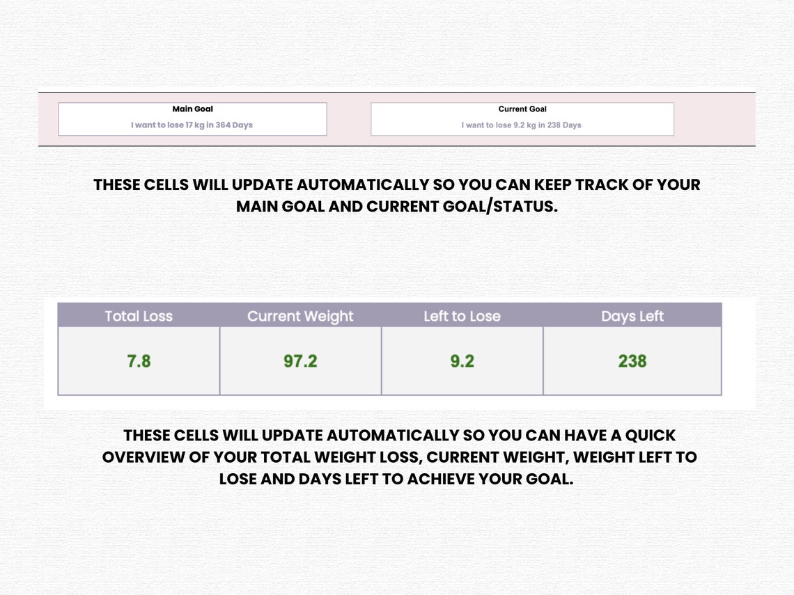 Weight Loss Tracker Spreadsheet Weight Tracker Google Sheet Digital ...