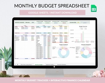 Budget Spreadsheet Google Sheets Digital Financial Planner - Etsy