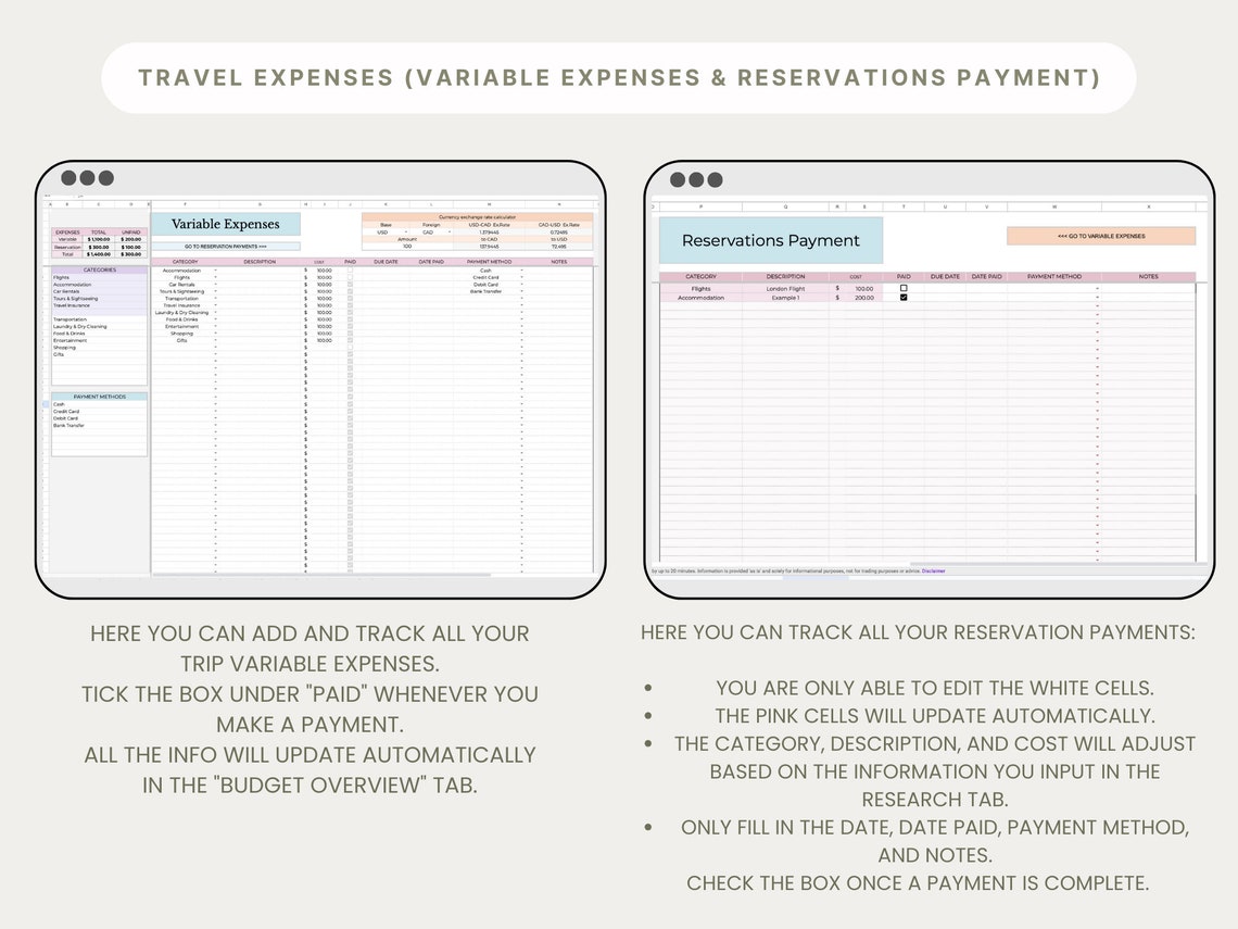 Ultimate Travel Spreadsheet Digital Travel Planner Travel Budget Google ...
