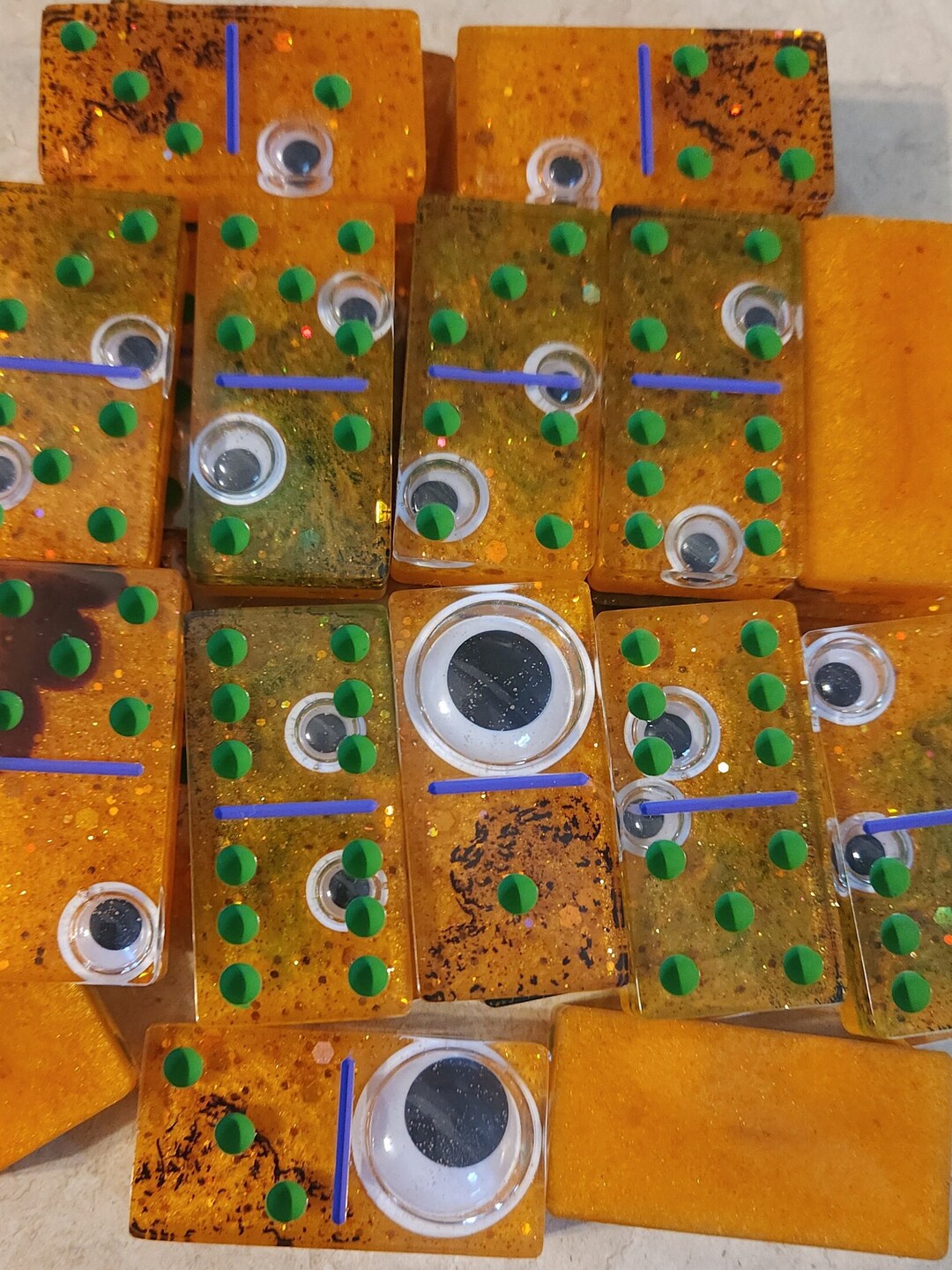 Double Six Domino Set, Epoxy Resin Dominoes, Orange Dominoes, Halloween ...