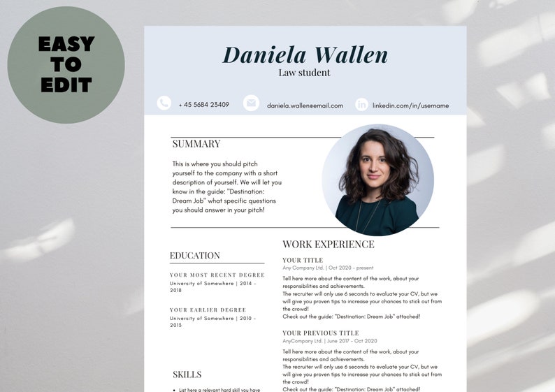 CV Template Modern Job Application Template Minimalistic - Etsy