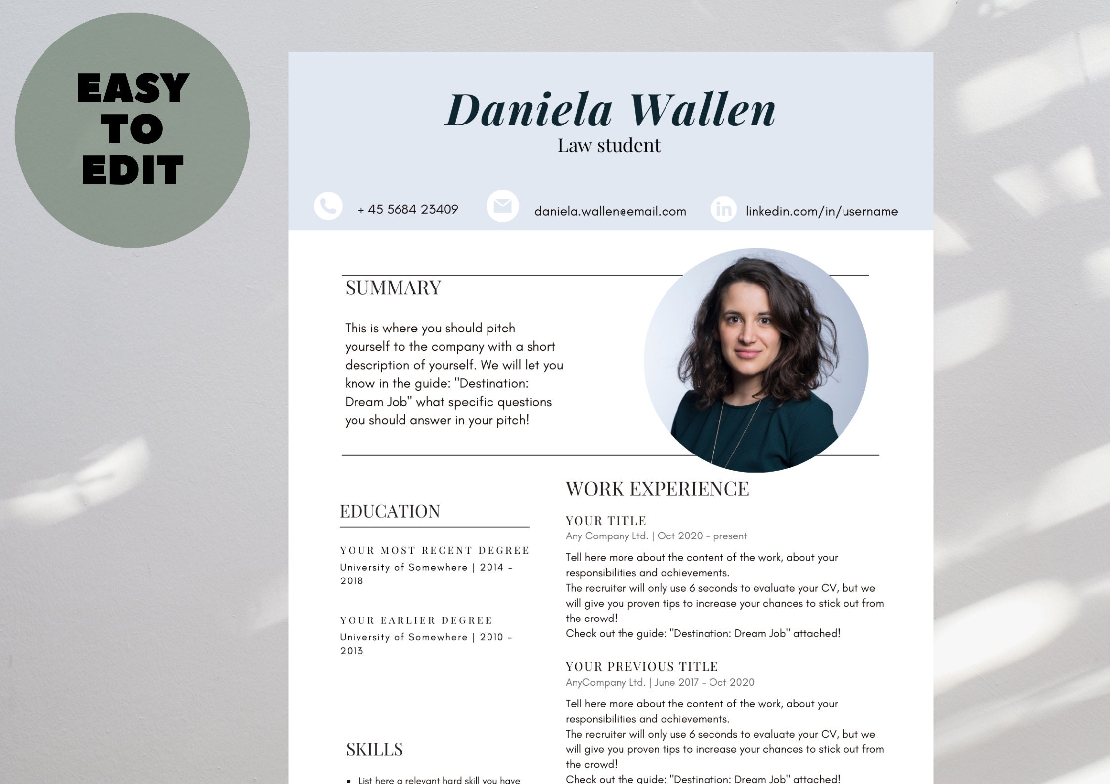 CV Template Modern Job Application Template Minimalistic - Etsy
