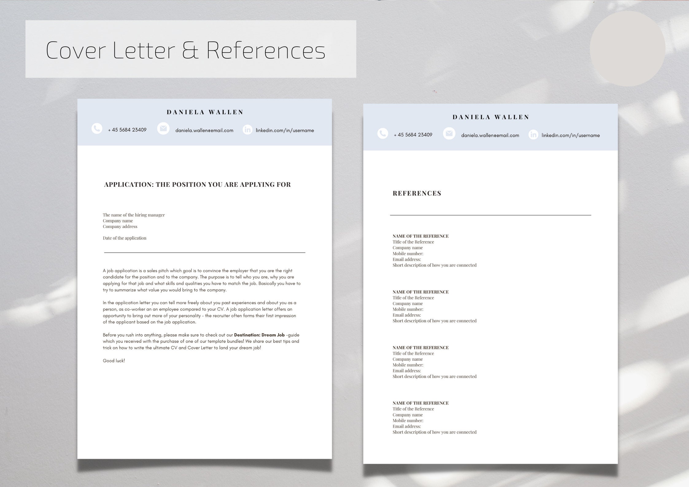 CV Template Modern Job Application Template Minimalistic - Etsy