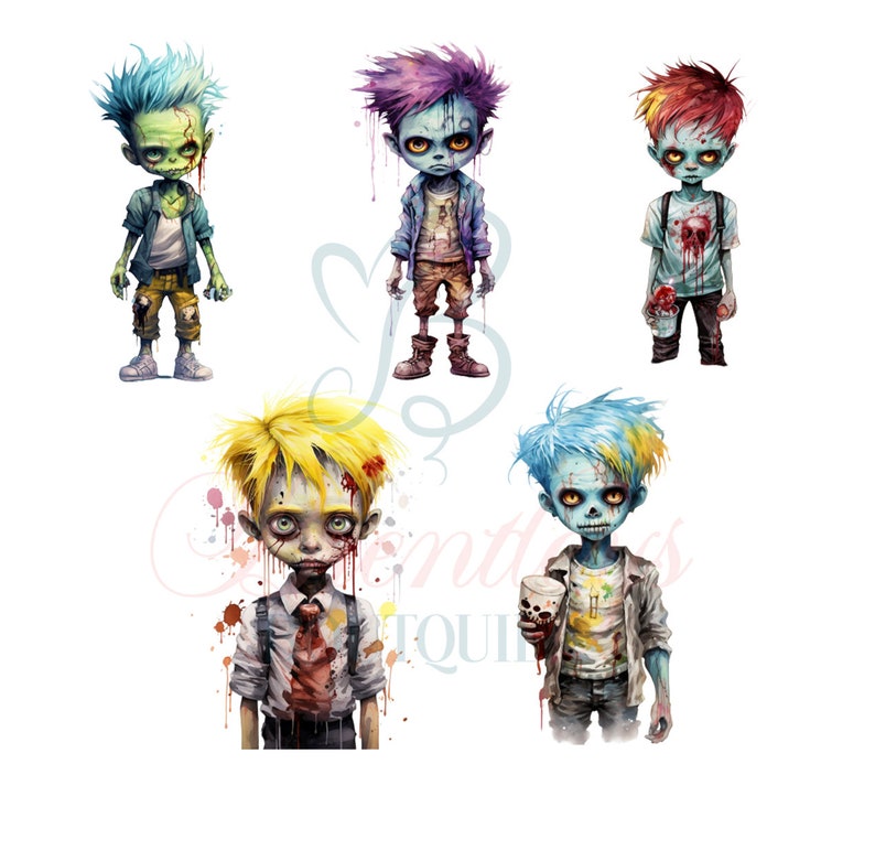 Cute Zombie Boys Design PNG, Zombie Boy, PNG, Sublimation, Halloween ...