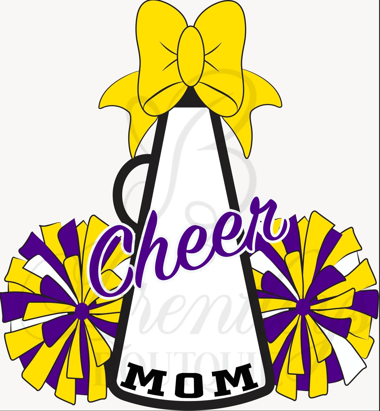 Cheer Design PNG, Cheer Megaphone and Pom Poms With Bow PNG, Cheer ...