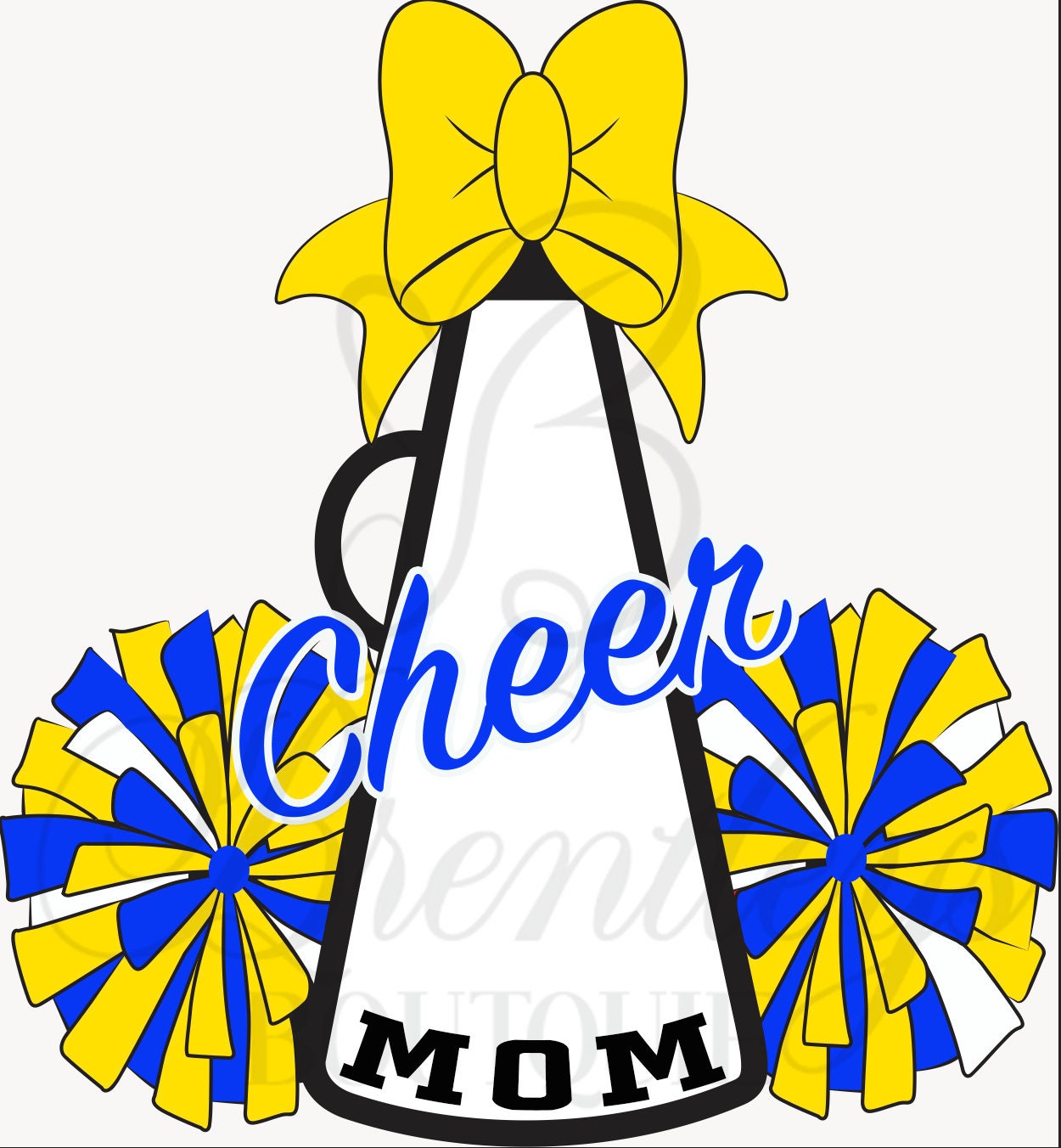 Cheer Design PNG, Cheer Megaphone and Pom Poms With Bow PNG, Cheer ...