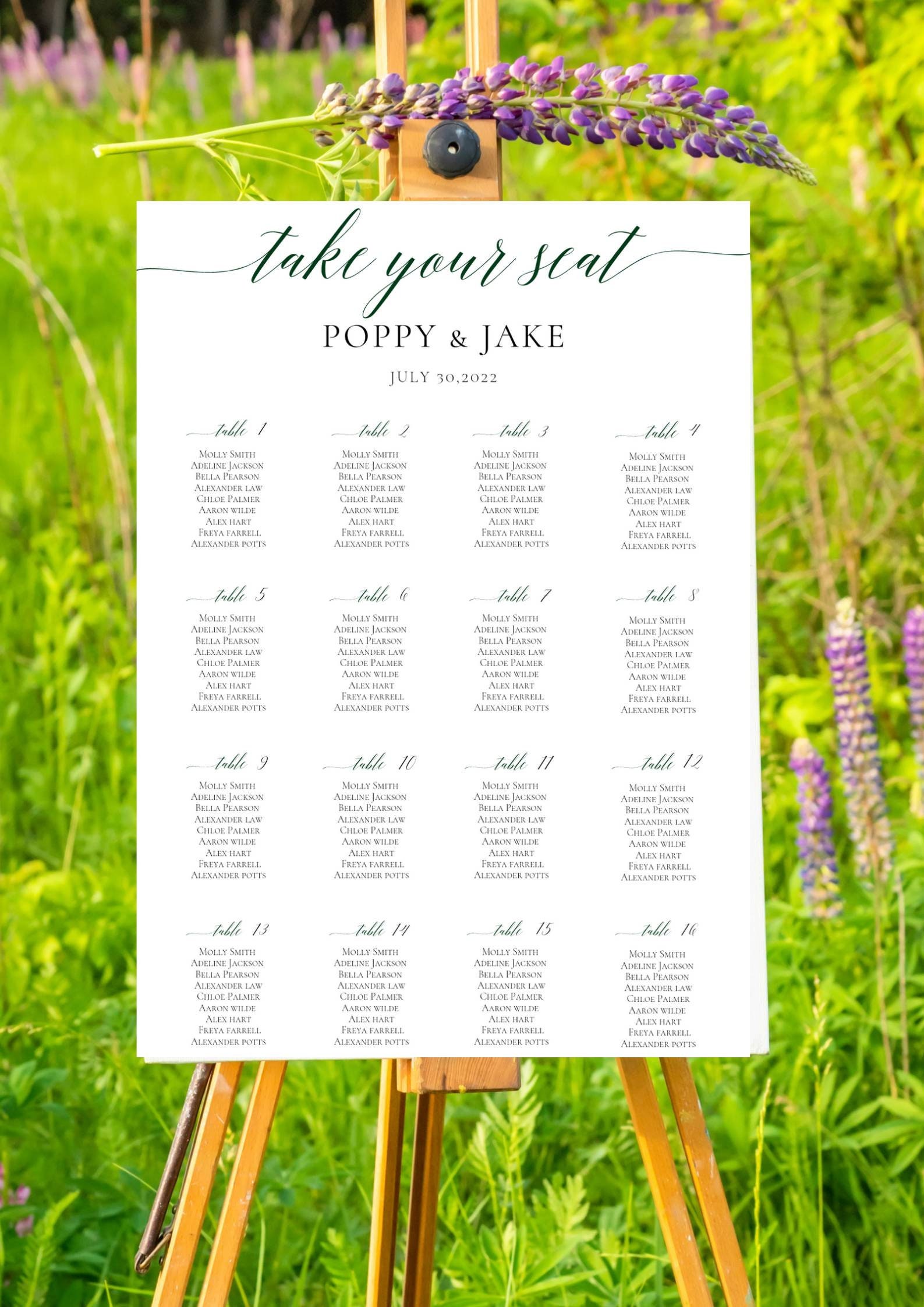 Personalised Elegant Wedding Seating Plan Sign. Table Plan. Digital ...