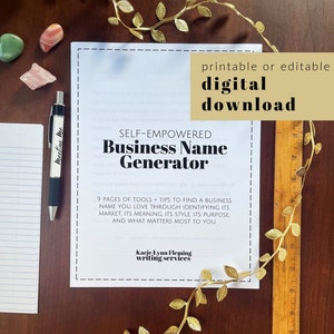 Business Name Idea Generator, DIY Business Naming Worksheet, Etsy Shop ...