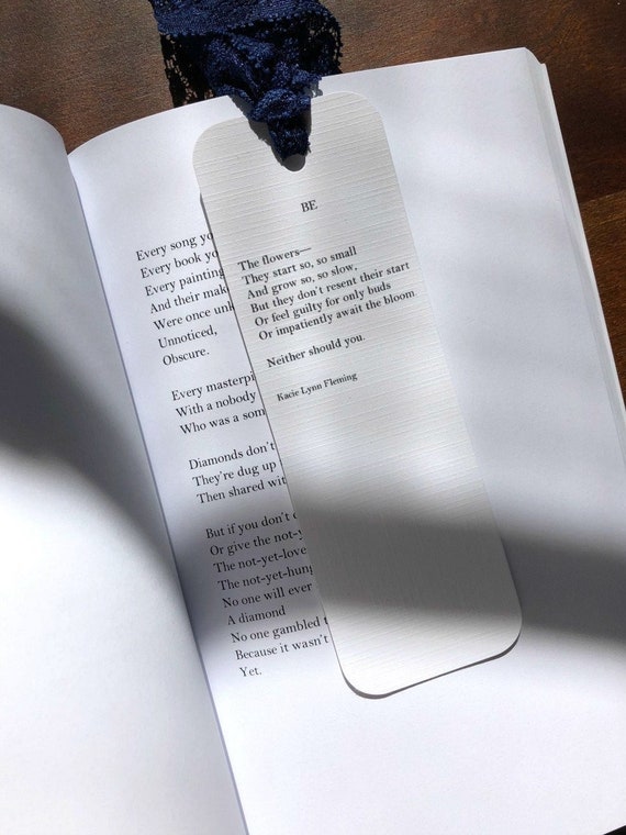 BE Poetry Bookmark Flower Poem Growth Quote Blue Lace - Etsy