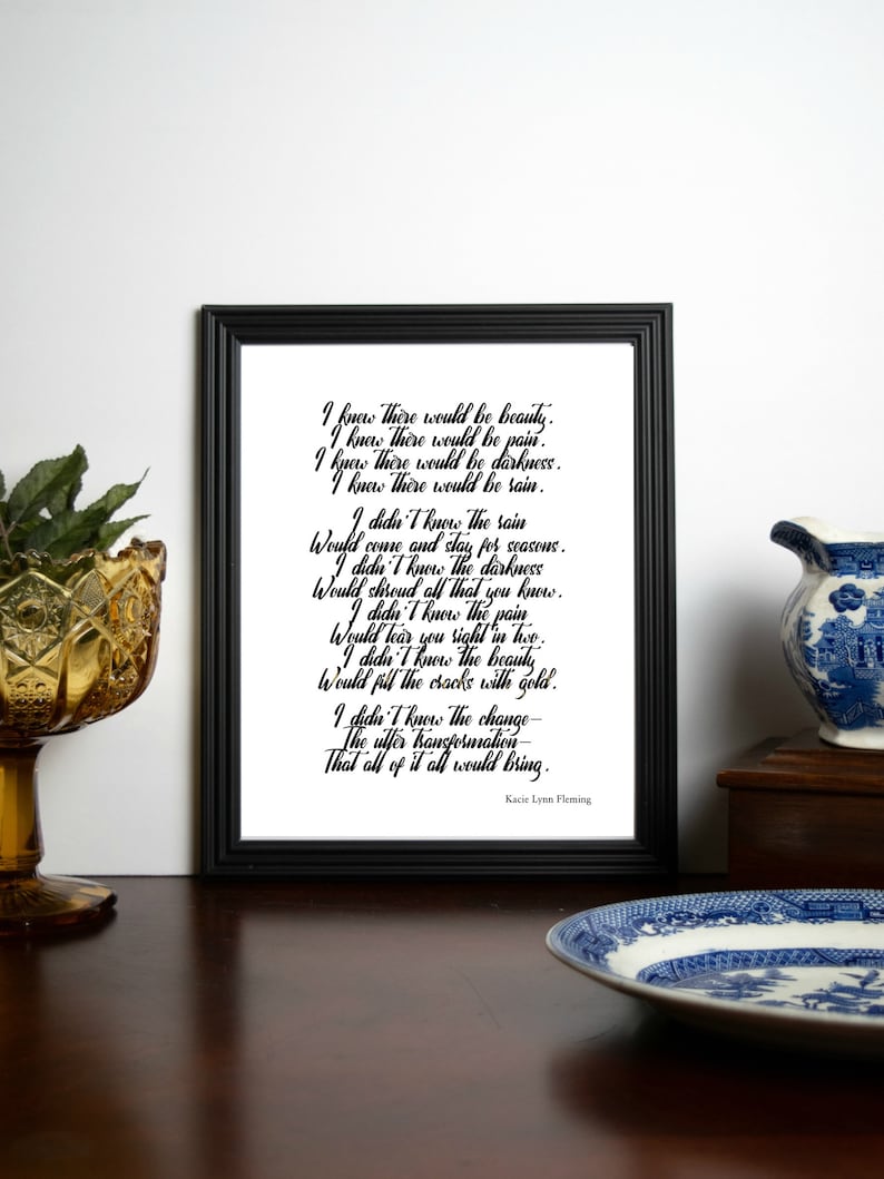 Kintsugi Poem Print, Kintsugi Quote Decor, Original Poetry, Survivor Quote, Transformation ...