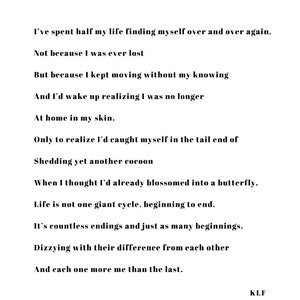 CYCLES Poem Print, Seasons of Life Changes, Growth Quote, Butterfly ...