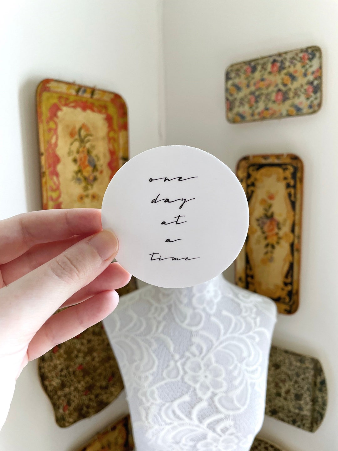 ONE DAY at a Time Sticker, Self Care Mindfulness Reminder, Encouraging ...