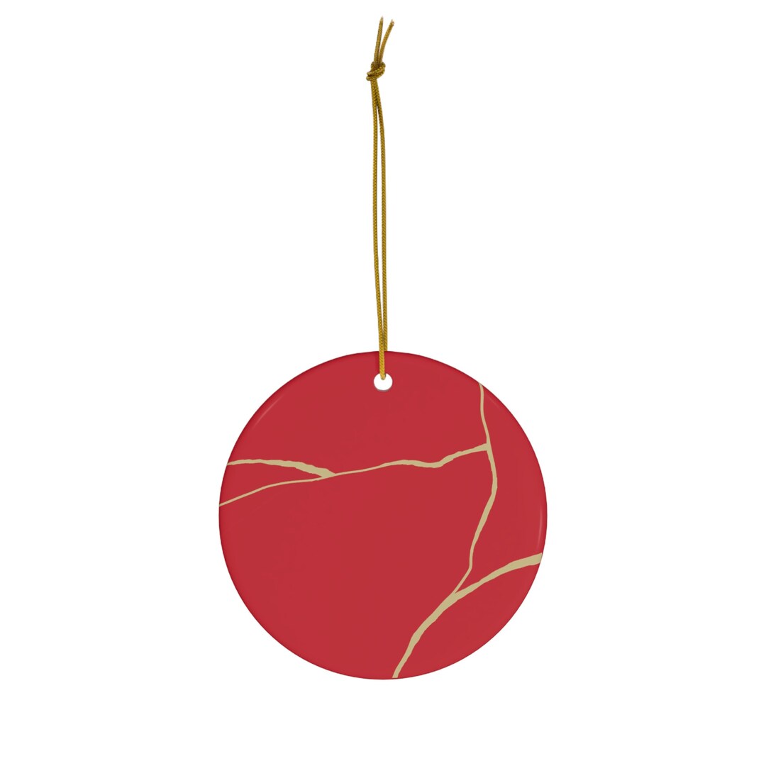 Red Kintsugi Ornament, Kintsugi Inspired Christmas Ornament, Kintsugi ...
