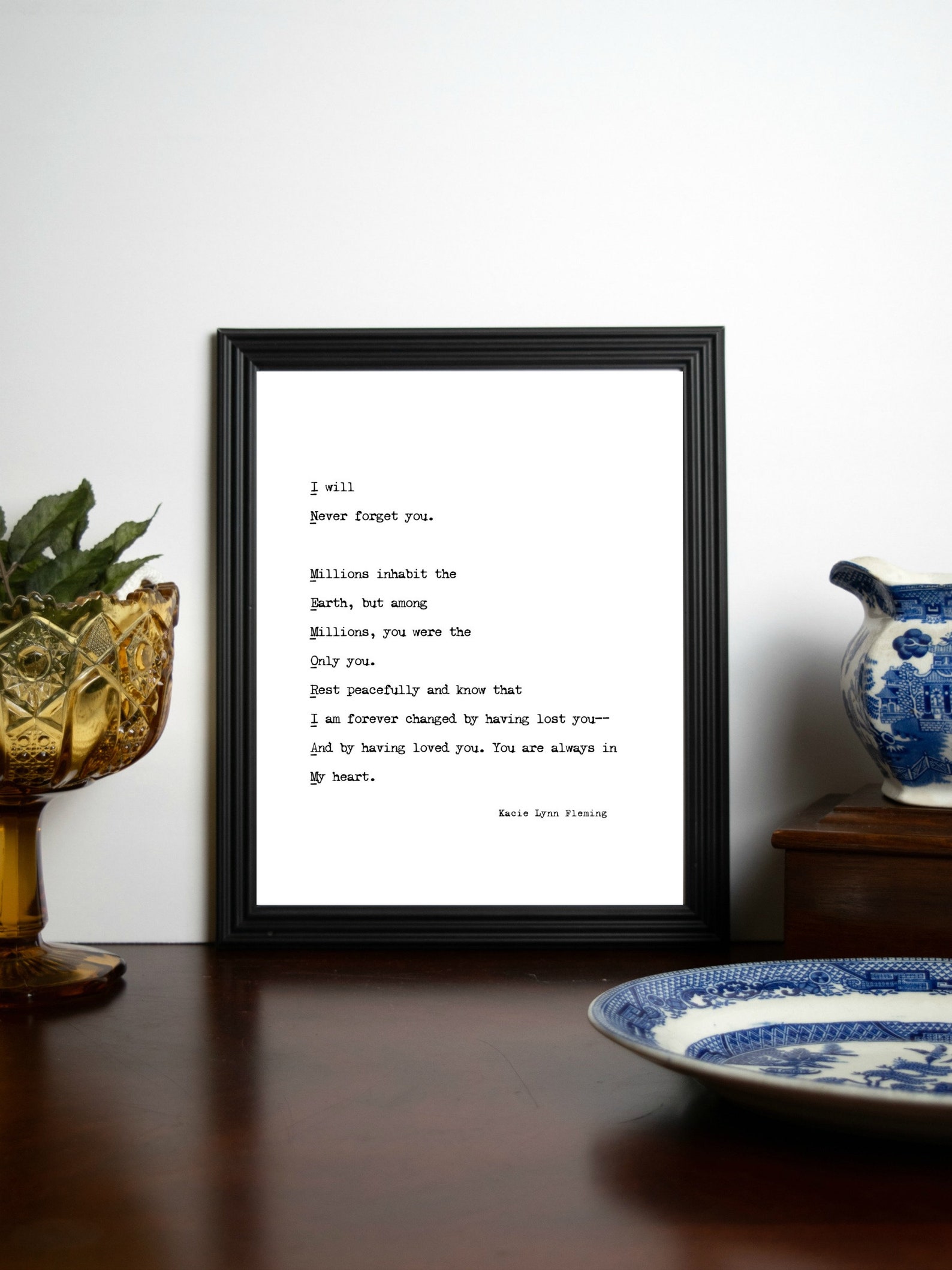 IN MEMORIAM Poem Print, I Will Never Forget You, Sympathy Gift, in ...