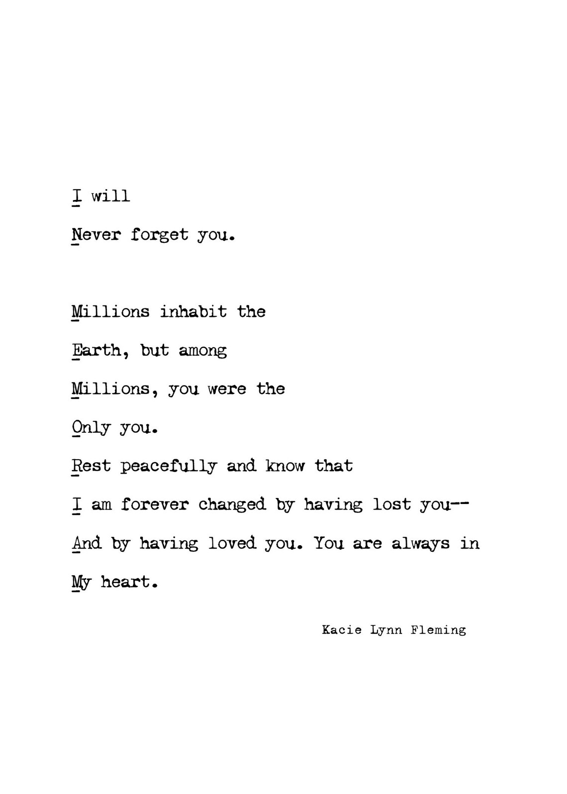 IN MEMORIAM Poem Print, I Will Never Forget You, Sympathy Gift, in ...