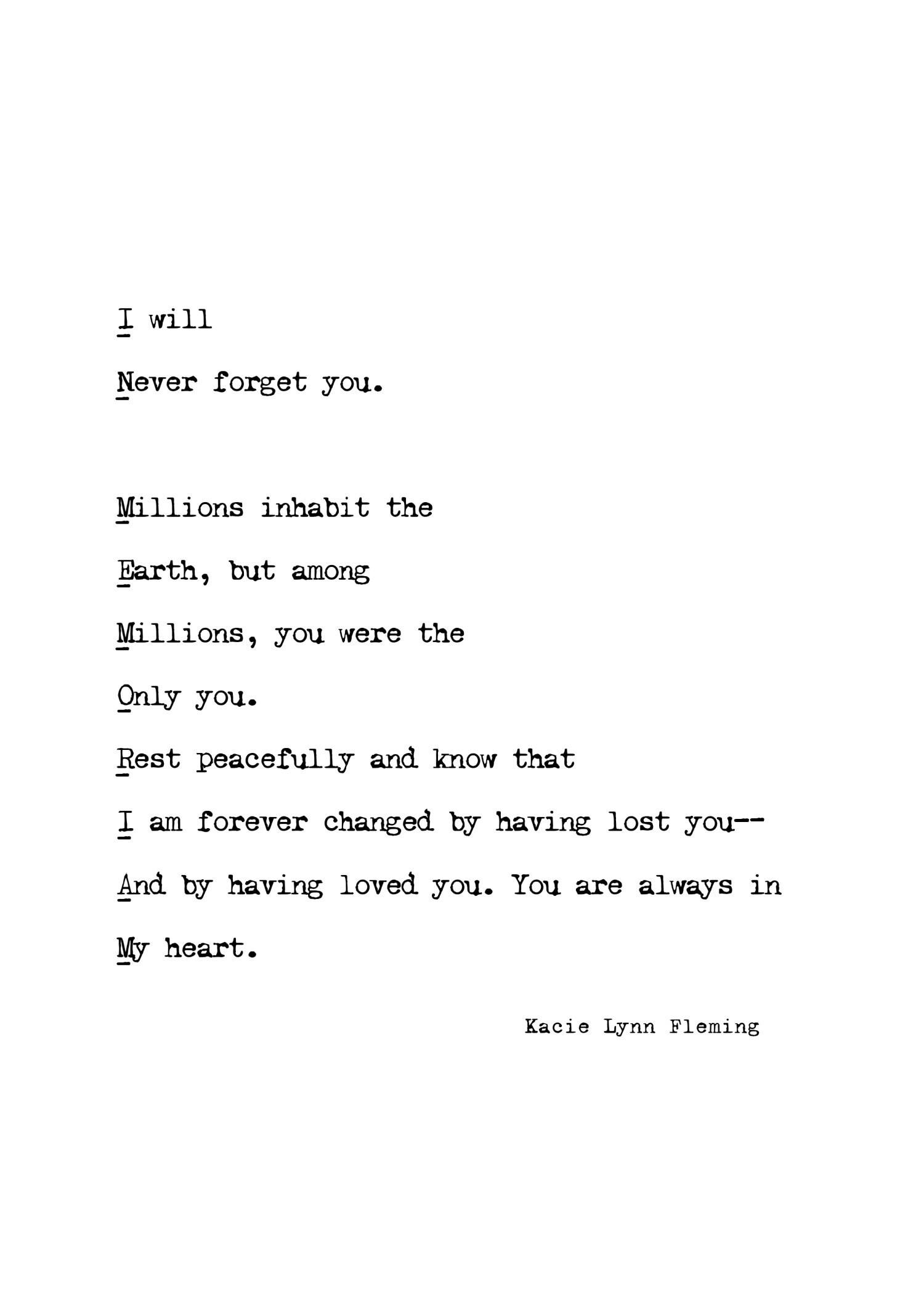 IN MEMORIAM Poem Print, I Will Never Forget You, Sympathy Gift, in ...