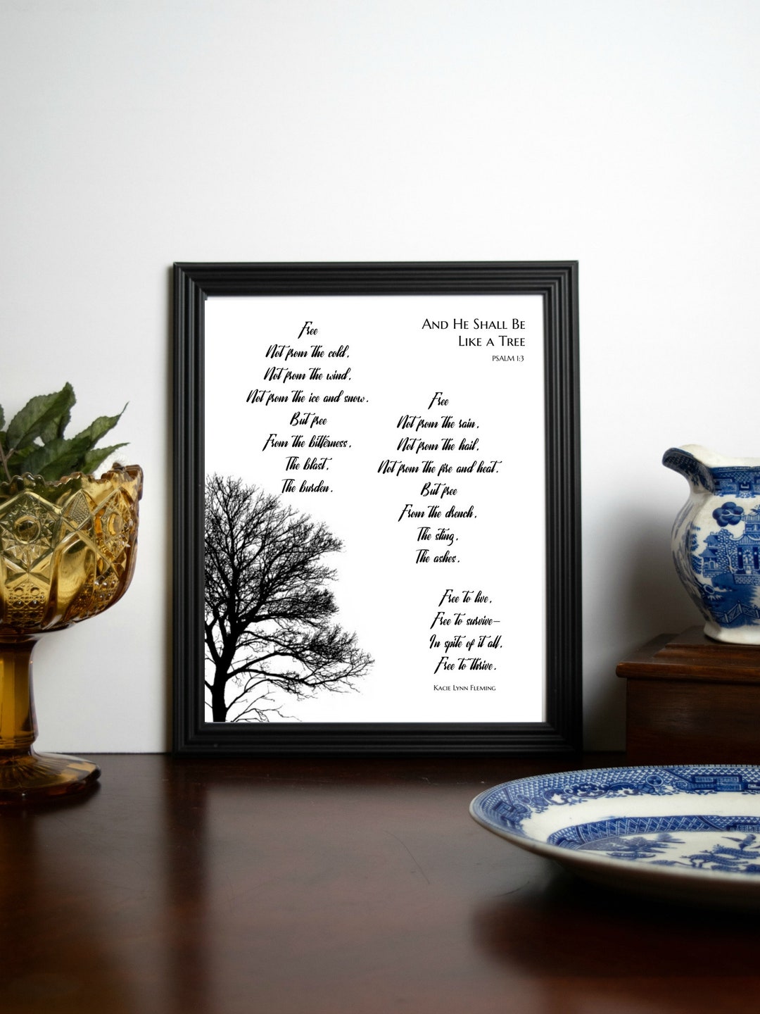LIKE A TREE Poem Print, Scripture Poem, Christian Decor, Psalm 1:3, He ...
